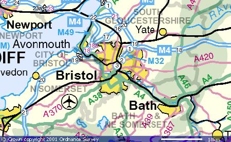 Map Of England Showing Bath - United States Map